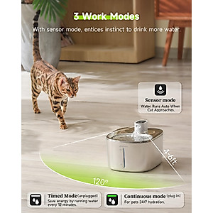 APD APETDOLA Wireless Cat Water Fountain, 135 fl oz/4L Battery Operated Cat Fountain Stainless Steel with Water Level Window, 3 Work Modes, Cordless Pet water Fountain for Cats, Dogs, Pets, Inside