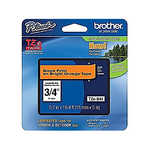 Brother Mobile TZEB41 Tz Tape, 0.7" W x 16.4' L, Black on Fluorescent Orange