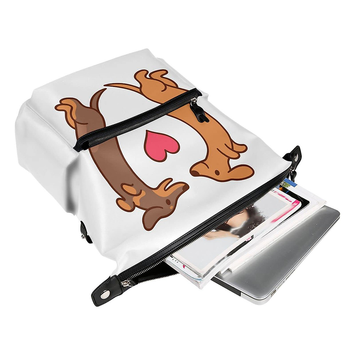 ALAZA Dachshund Love Heart Casual Backpack Lightweight Travel Daypack Bag