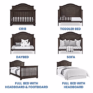 Simmons Kids Asher Crib and Dresser Nursery Furniture – 6-in-1 Convertible Crib with Toddler Rail | Fully Assembled 6 Drawer Dresser with Changing Top | Greenguard Gold Certified | Rustic Grey