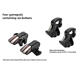 6 Trigger Mobile Game Controller for 6 Fingers Operation with Key Layout Diagram,Joystick Gamepad Compatible with PUBG/Fornite/Call of Duty/Rules of Survival/Knives Out