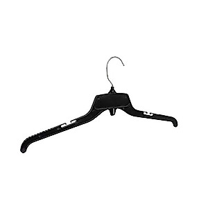 HangOn Shirt Hangers Recycled Plastic with Notches, Black, 19 Inch Pack of 25 (HORB479)