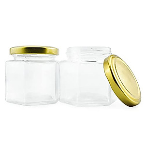 Cornucopia 4-Ounce Hexagon Jars (24-Pack); Clear Glass Bottles for Spices, Party Favors, Jams Etc