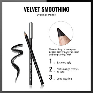 Erinde 12PCS Black Eyeliner Pencil Set, Soft Black Eye Liner Eyebrow pencil Waterproof Natural Matte Hypoallergenic Eyeliners Makeup Pencils, Easy to Color, Long Lasting, Halloween Makeup for Women
