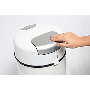 Bubula Premium Steel Diaper Waste Pail with Air Tight Lid and Lock, White/White