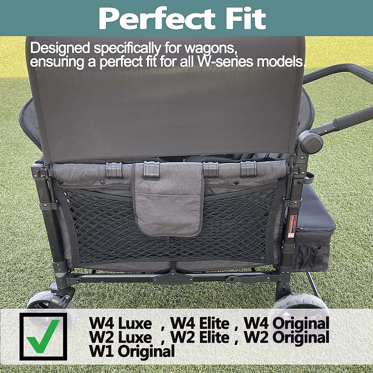 Bandelt Stroller Wagon Cargo Net Compatible with Wonderfold All W-Series Models Heavy Duty Baby Stroller Organizer Mesh Cargo Net for Extra Storage Space Large Storage Capacity