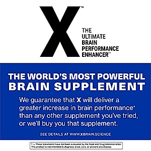 X - The Ultimate Brain Performance Enhancer — World's Most Powerful Brain Supplement Capsule - Increase Focus, Energy, Memory, Concentration, Productivity - Backed by Science - Nootropic Stack