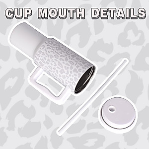 ZHIDENGWJ Stainless Steel Vacuum Insulated Tumbler with Lid and Straw for Water, Iced Tea or Coffee(White Leopard Print)