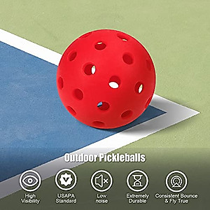 USAPA Approved Outdoor Pickleball Balls - 16 Pcs High-Bounce Balls with 40 Holes for Superior Durability | Tournament-Quality Set in 4 Bright Colors with Convenient Mesh Bag