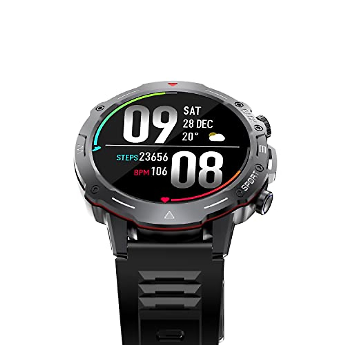 Tinwoo Smart Watch for Men Women with Heart Rate/Blood Oxygen/Sleep/Pedometer Monitor for iOS and Android Phones, 1.39" IP67 Waterproof Fitness Tracker Smartwatches 123 Sport Modes (Black)