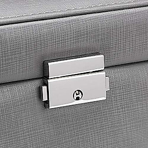 BEWISHOME Jewelry Box Organizer Jewelry Boxes for Women Girls Jewelry Organizer with Lock Mirror Jewelry Storage Case Holder Portable Travel Case Grey SSH77H