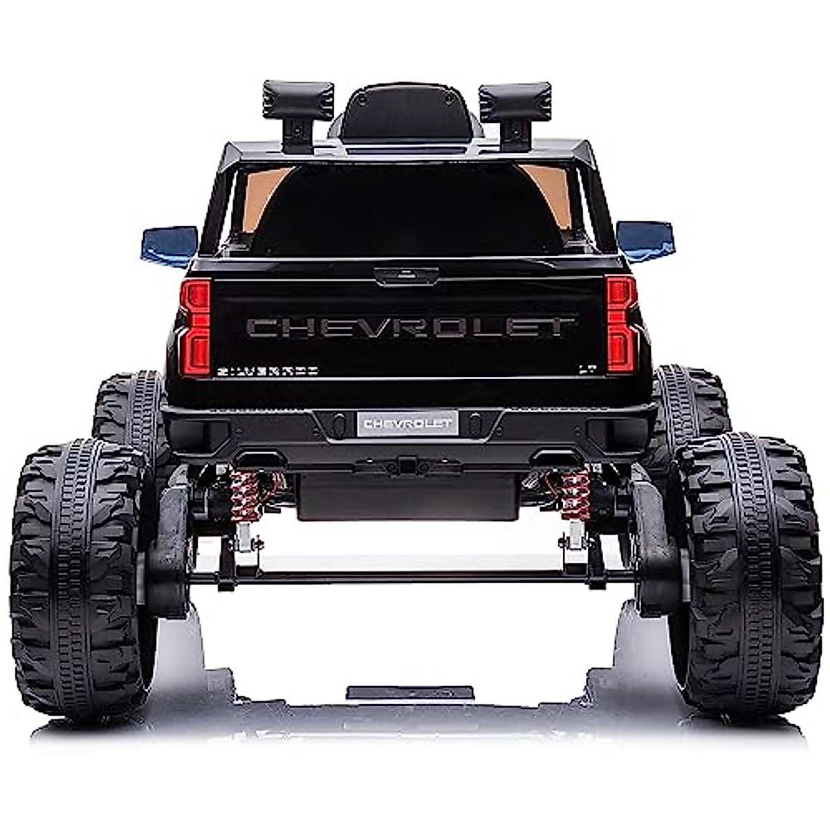 Dakott Chevy Silverado Z71 Trail Boss Monster Truck Four Powerful Motors 12V 4x4 Big Wheels Ride On Monster Truck for Kids.,Black