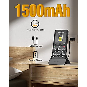 Easyfone Prime-A7 4G Big Button Cell Phone for Seniors | Easy-to-use | Clear Sound | 2.0'' HD Display | SOS Button w/GPS | Unlocked (T-Mobile & MVNOs) | 1500Mah Battery and Charging Dock (Black)