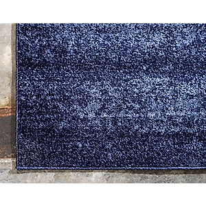 Unique Loom Del Mar Collection Area Rug - Lucille (9'x 12' Rectangle, Navy Blue/ Ivory)