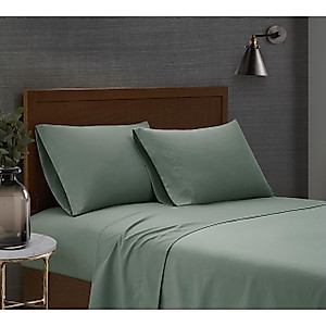 London Fog Garment Washed Solid Sheet Set Green Microfiber 3-Piece Twin XL Sheet Set, Solid Themed, Deep Pocket, Adult and Teen, Oeko-TEX Certified