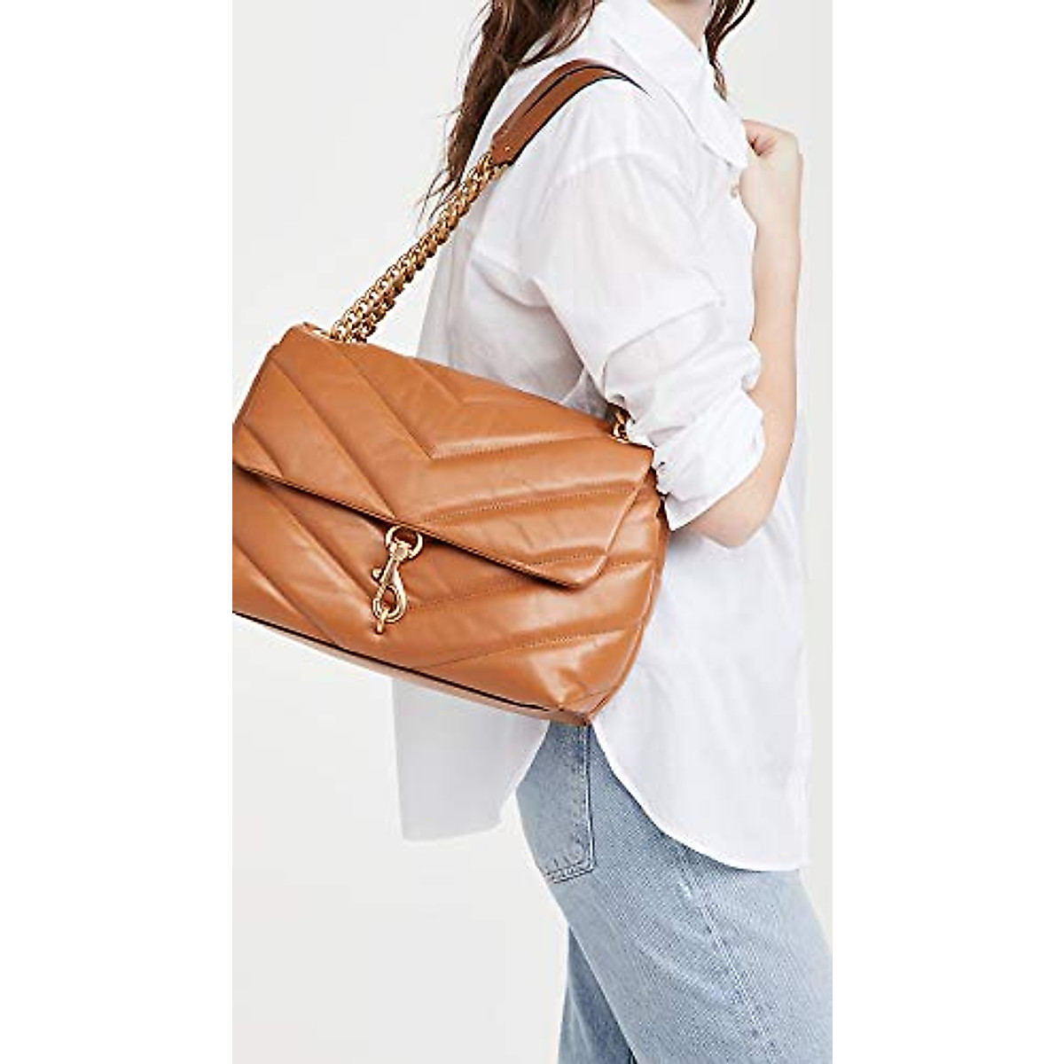 Rebecca Minkoff Women's Edie Maxi Shoulder Bag, Caramello, Brown, Tan, One Size