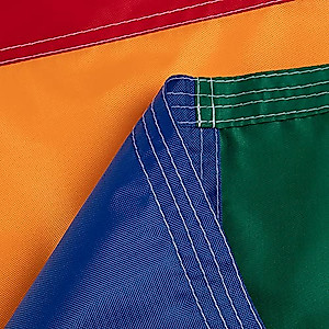Gay Pride Rainbow Flag 3x5 FT,Heavy-Duty 420D Nylon Outdoor Gay Flag,Sewn Stripes UV Fade Resistant and Tough Brass Grommets（3 by 5 Foot)