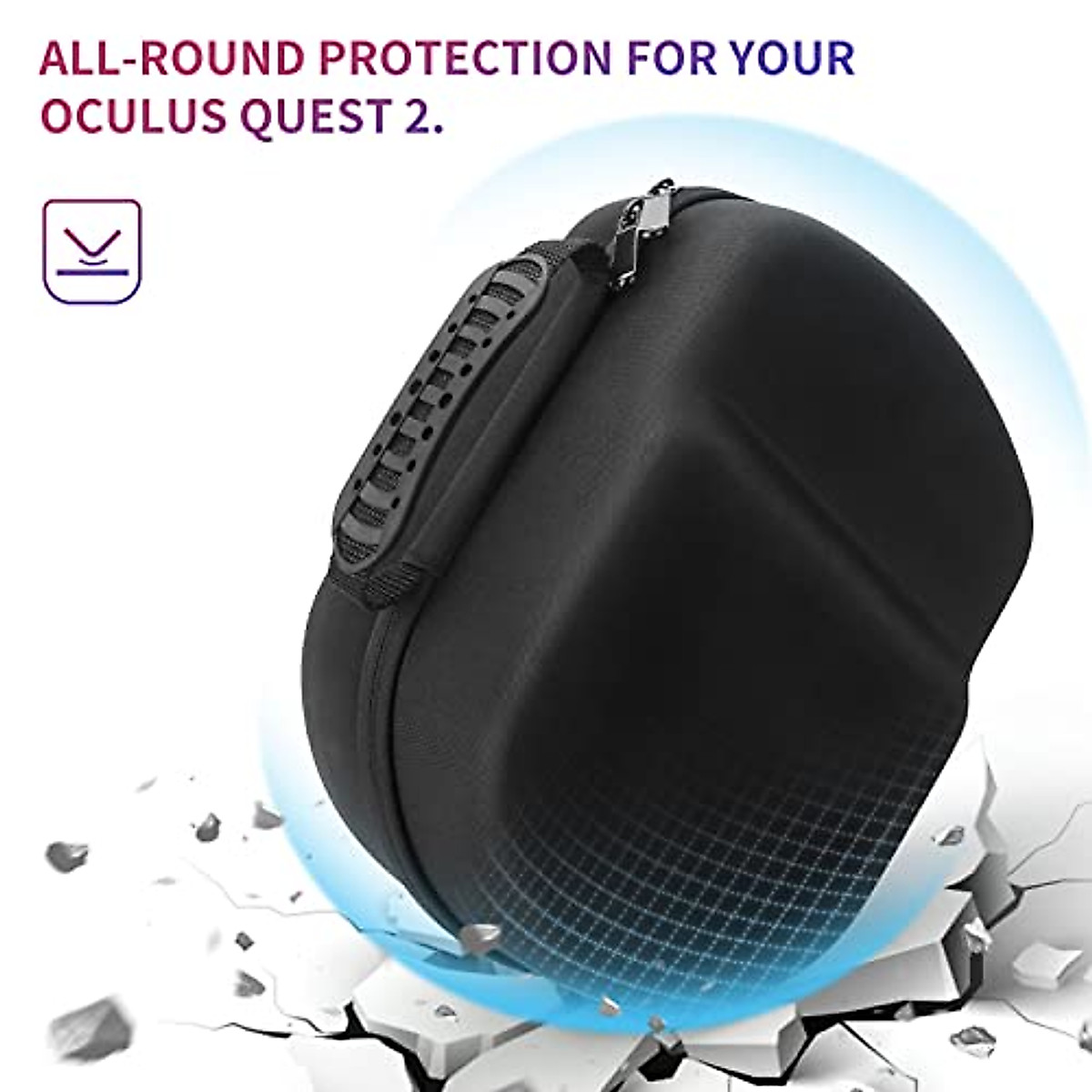 Yinke Carrying Case for Oculus/Meta Quest 2/Pico 4 Compatible with Headset, Elite Strap and Quest 2 Accessories, Hard Travel Case Protective Storage, Black