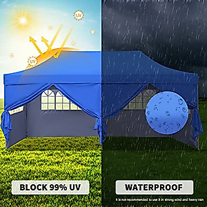 WONLINK 10x20 ft Instant Pop up Canopy, Party Tent Folding Heavy Duty Gazebos with Removable Sidewalls and Wheeled Bag Waterproof