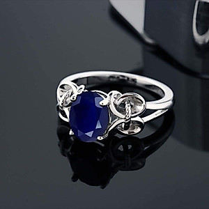 Gem Stone King 925 Sterling Silver Oval Gemstone Birthstone Engagement Ring | Oval 9X7MM | Wedding Anniversary Promise Ring For Women | Available in size 5, 6, 7, 8, 9