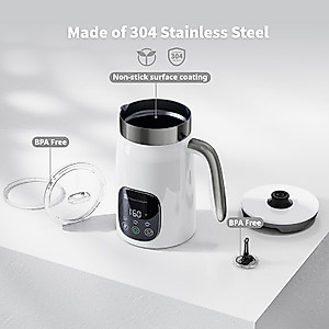Maestri House Milk Frother, Variable Temp and Froth Thickness Milk Frother and Steamer, 500ML Smart Touch Control Foam Maker, Memory Function for Latte, Warm Milk, Hot Chocolate
