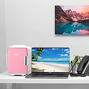 Cooluli Skincare Mini Fridge for Bedroom - Car, Office Desk & Dorm Room - Portable 4L/6 Can Electric Plug In Cooler & Warmer for Food, Drinks, Beauty & Makeup - 12v AC/DC & Exclusive USB Option, Pink