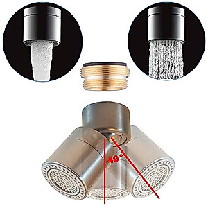 TOTOMO Kitchen Sink Faucet Aerator (Solid Brass) 2 Spray-mode (Shower&Bubble Stream) 360° Swivel Booster Sprayer adapter Water Saving Head attachment replacement - Brushed Nickel