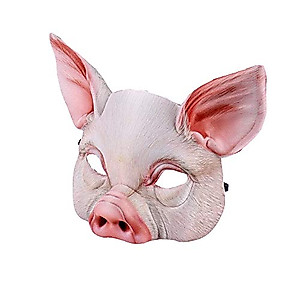 Hosfairy 1Pcs Half Face Animal Mask Pig Mask Horror Pig Mask for Halloween Costume Party Cosplay Props (White Pig Mask)