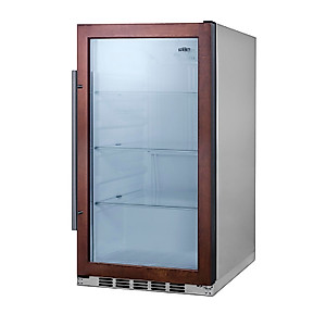 Summit Appliance SPR489OSCSSPNR Commercially Approved Shallow Depth Indoor/Outdoor Beverage Cooler for Built-in or Freestanding Use with Panel-Ready Door Trim, Glass Door and Stainless Steel Cabinet