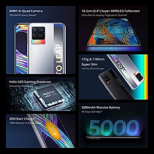 realme 8 Dual-SIM 128GB ROM + 6GB RAM (GSM only | No CDMA) Factory Unlocked 4G/LTE Smartphone (Cyber Silver) - International Version