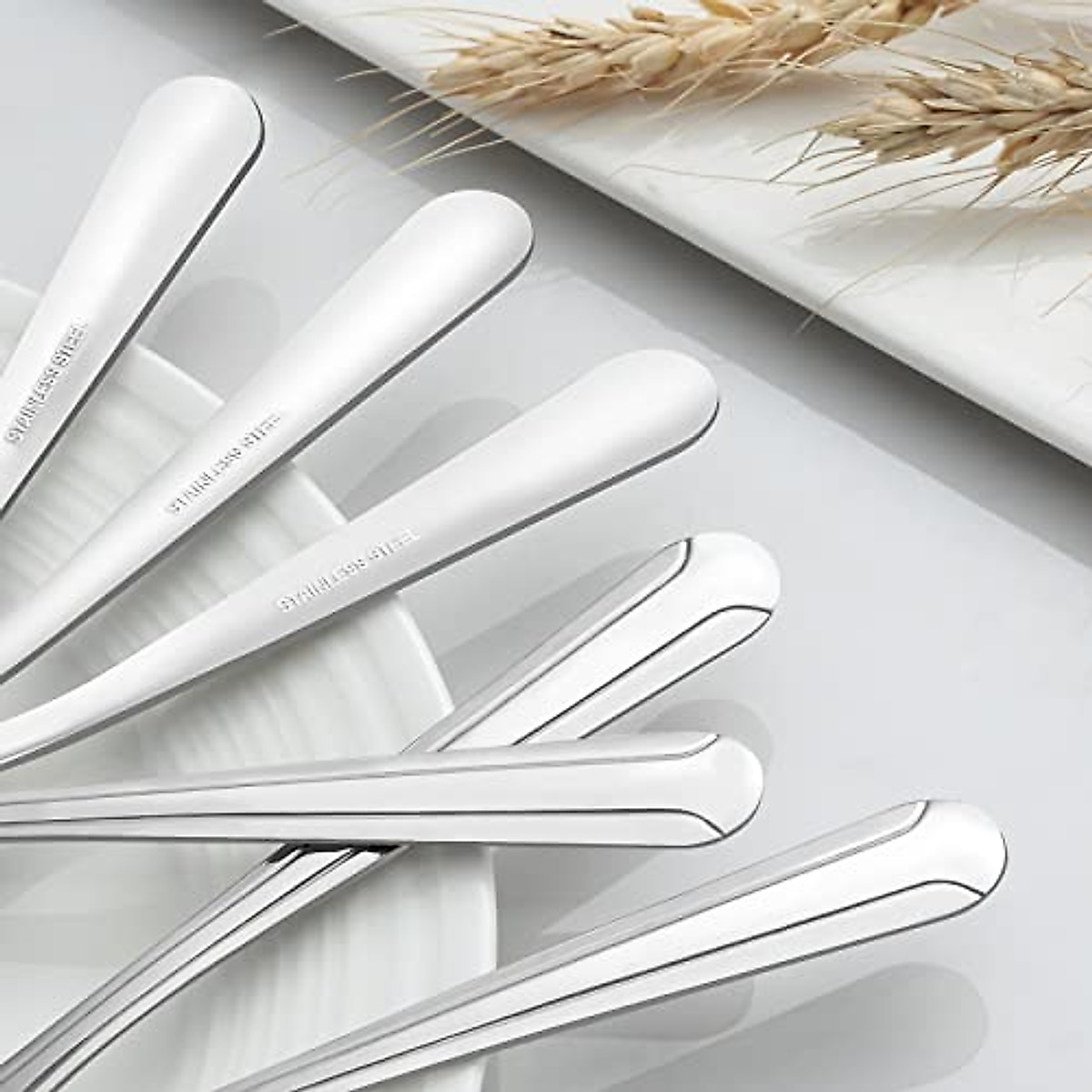 BEWOS 24 Pieces Tea Spoons Set, 6.2 Inches Stainless Steel Teaspoons Silverware, Spoons Silverware, Coffee Spoons, Small Spoons, Mirror Polished, Dishwasher Safe, Silver Spoons For Home, Restaurant