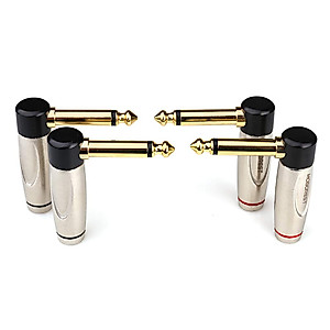 MOBOREST Audio 1/4" TS Plugs, 90 Degree Right Angle 6.35mm Heavy Duty TS Mono Male Solder Jack Connector for Speaker/Guitar/Microphone Cables -4PCS