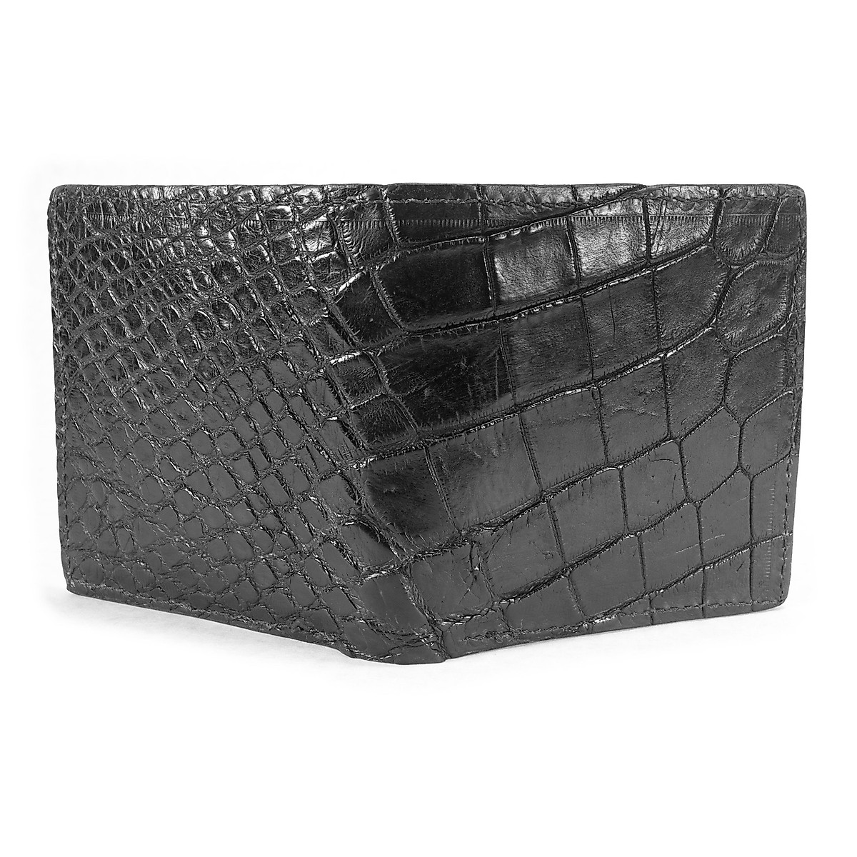 Black Genuine Alligator Skin Hipster Wallet Handmade with 12 Card Slots