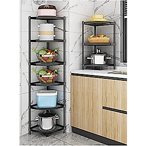 ZIGAMA 6-Tier Kitchen Pot Rack, Cookware Stand Storage Organizer ，Multi-Layer Corner Shelf Stand Stainless Steel Shelves for Kitchen