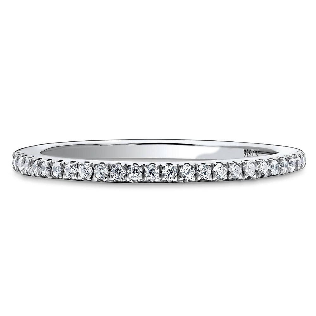 BERRICLE Sterling Silver Wedding Rings Micro Pave Set Cubic Zirconia CZ Eternity Ring for Women, Rhodium Plated Size 6