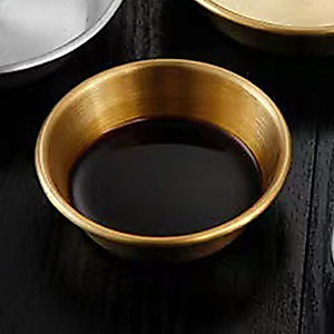 JINJIASUYISU 2Pcs Stainless Steel Sauce Dishes Dip Bowls Seasoning Dishes Sauce Bowl Stainless Steel Golden Dip Bowls Serving Dishes Set For Serving Sushi Sauces And Other Sauces And Seasonings
