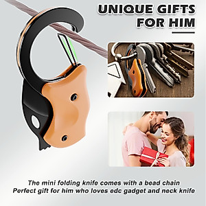 CIZPIROK Mini Pocket Knife Keychain Knife Cute Box Cutter - 3.9 Inch EDC Small Folding Knife, Stocking Stuffers Gifts for Men and Women (Light Orange)