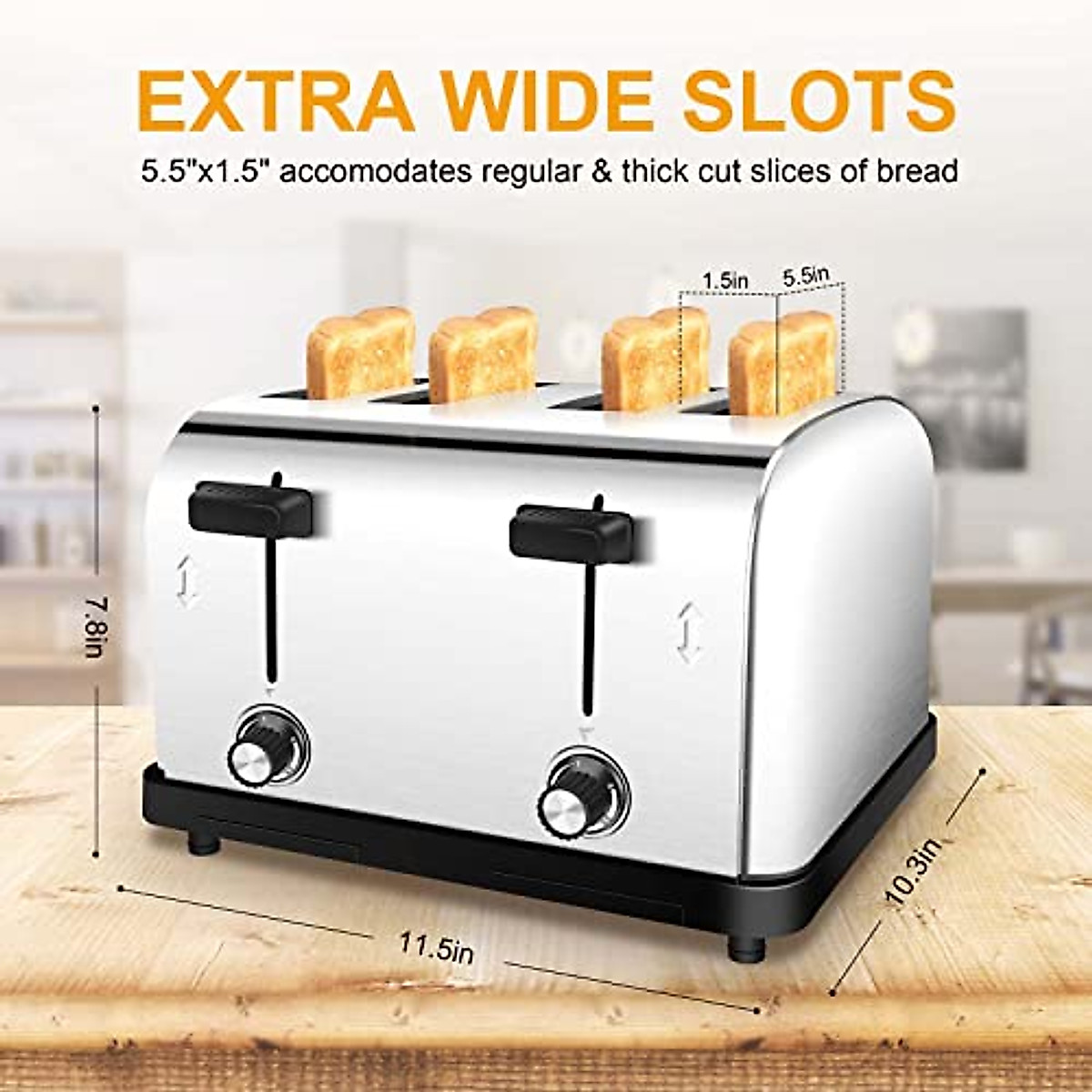 4 Slice Commercial Toaster - 1 1/2" Slots, 120V