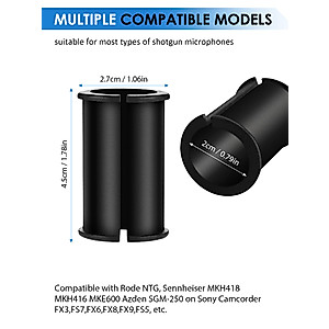 Etour 6 Pcs Microphone Shock Mount Rubber Spacer Tube Microphone Sleeve Washer Compatible with Sony Camcorder Rode NTG, Sennheiser MKH Shotgun Mic FX3,FS7,FX6,FX8,FX9,NX80,FS5