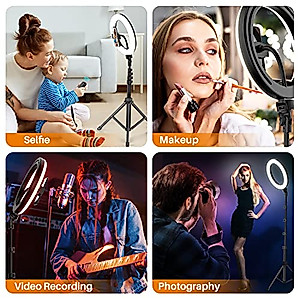 13" Selfie Ring Light with 63" Tripod Stand & 2 Phone Holders, LED Ring Light with 3 CCT & 39 RGB Colors Modes, Selfie Light for Makeup/Photography/Videos/Vlog/TikTok