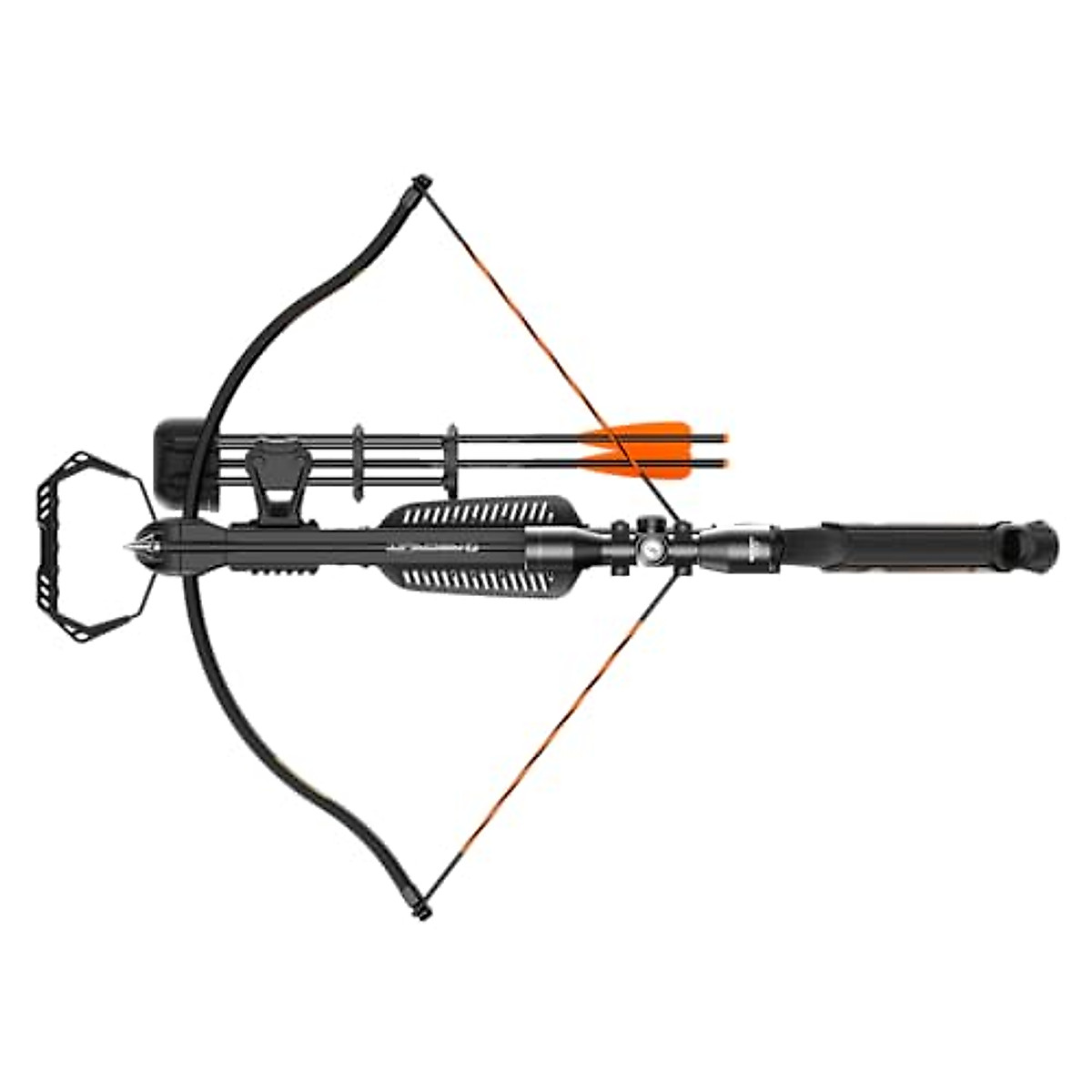 Barnett Wildcat Camo Recurve Crossbow Hunting Package, with 4x32mm Multi-Reticle Scope, 2 Arrows, Lightweight Quiver