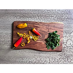 Mountain Woods Brown Mountain Woods Hand Crafted Live Edge Acacia Cutting Board | Serving Tray | Butcher Block | Wood Chopping Board | Carving Meat, Vegetables, Fruits - 15" x 9" x 0.75"