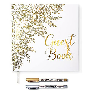 LEMON SHERBET® Wedding Guest Book with Metallic Marker Set - Guest Book Wedding Reception - Baby Shower Guest Book - Polaroid Guest Book for Wedding - Wedding Guestbook - Wedding Sign in Book