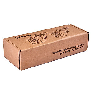 Ulincos Auto Relay U1914 with 14AWG Wire Harness, 12V DC 30/40A SPDT 5-Pin (Pack of 2)