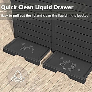 62 Gallon Kitchen Trash Can, Waterproof Garbage Can with Tiered Lid and Drip Tray, Resin Outside Trash Bin for Patio, Backyard, Deck