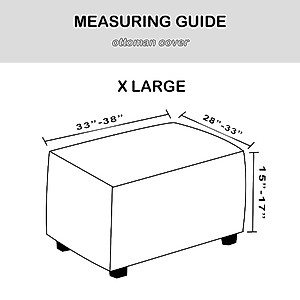 VIENLOVE Rectangle Ottoman Slipcover Polyester Blend Footstool Protector Covers Stretch with Elastic Bottom Feature Textured Machine Washable Jacquard Fabric (Chocolate, X-Large Size)