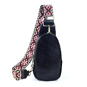 Huwzder Sling Bag for Women PU Leather Sling Bag Small Crossbody Sling Backpack Multipurpose Chest Bag for Women Cycling (A-Orange)