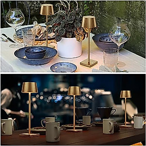 YHT LED Cordless Table Lamps Rechargeable Battery Operated Outdoor Waterproof Light 6000mAh 3 Level Brightness Dimmable Portable Desk Lamp Touch Control for Outdoor Patio Home Restaurant Bar Bronze