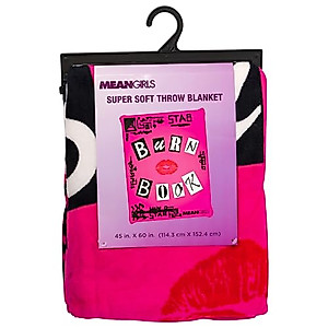 Silver Buffalo Mean Girls Burn Book Regina George, Karen Smith, Gretchen Wieners, and Cady Heron 45" x 60" Fleece Throw, Soft and Cozy Blanket, 250 GSM