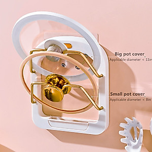 Pot Cover Frame, Wall Mounted, Hole Free, Multi-Functional Household Kitchen Storage Rack, Light Extravagant Pot Cover Frame (White)